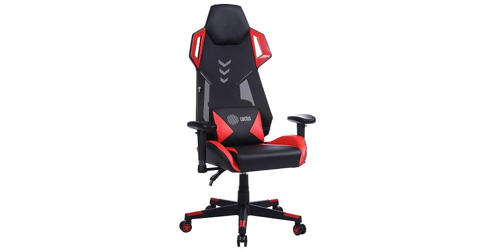Кресло игровое CACTUS CS-CHR-090BLR черный/красный сиденье черный ...